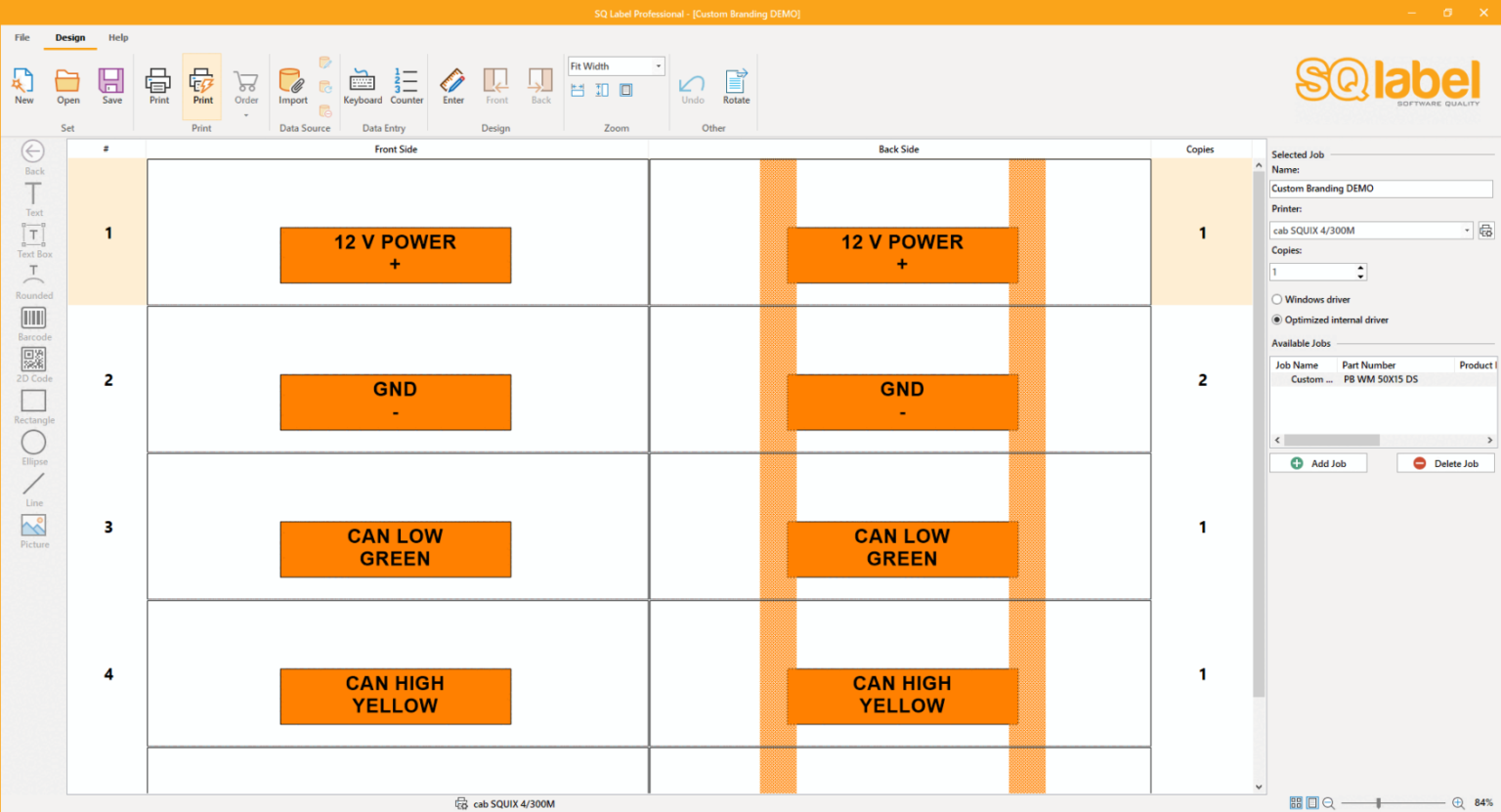 Wire Marker Printing Software - Design & Print Wire Markers with SQ Label